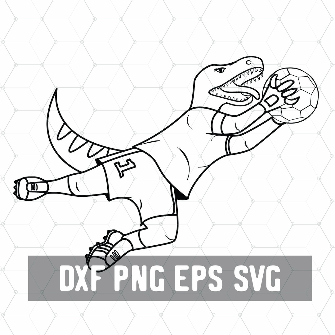 Dino Goalie SVG - T-rex Svg - Dinosaur Soccer Goalkeeper - Digital ...