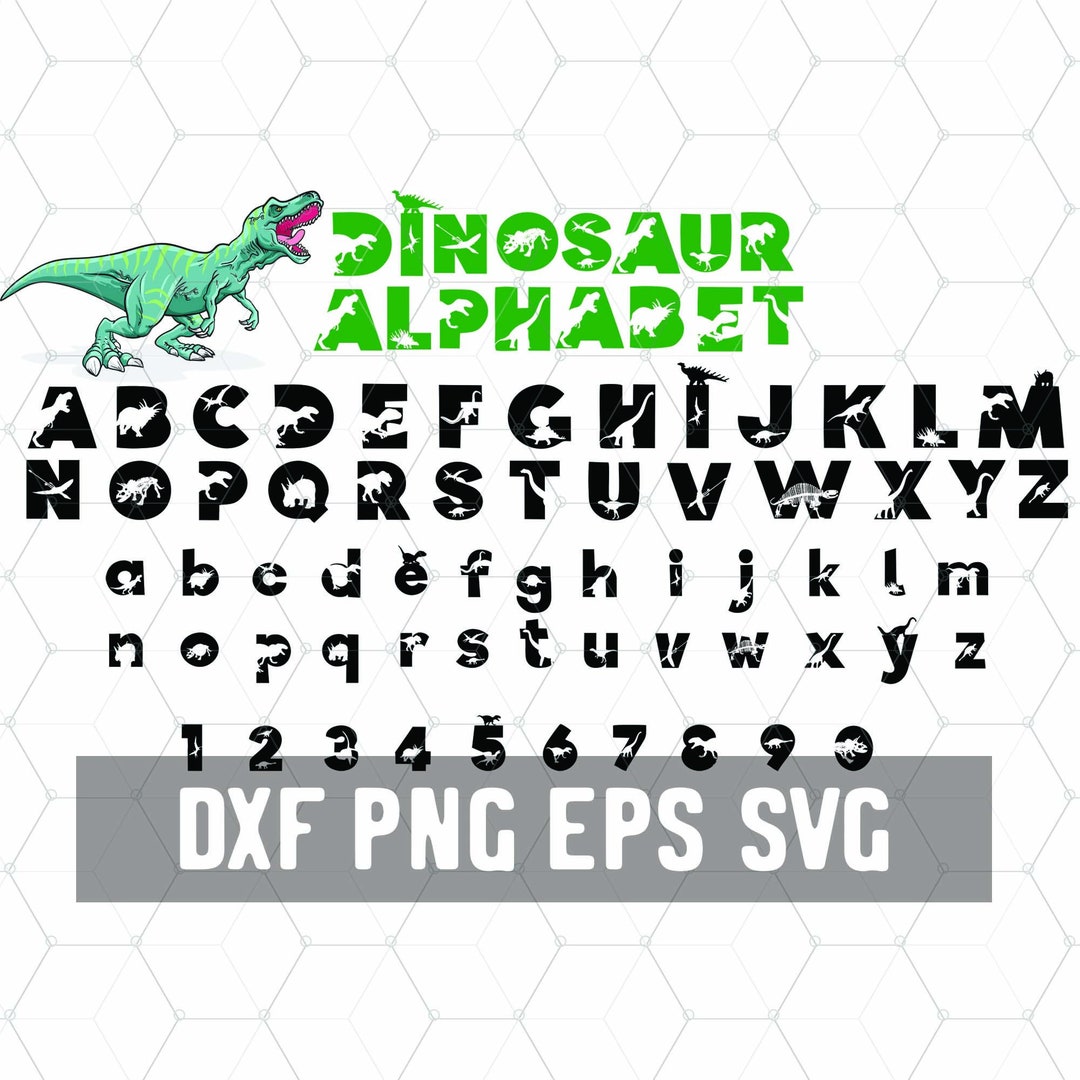 Dinosaur Fonts Svg - Dino Alphabet Fonts Clipart - Digital Download ...