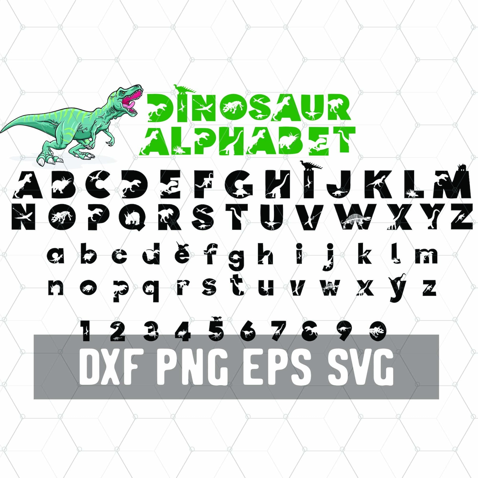 Dinosaur Fonts Svg Dino Alphabet Fonts Clipart Digital - Etsy