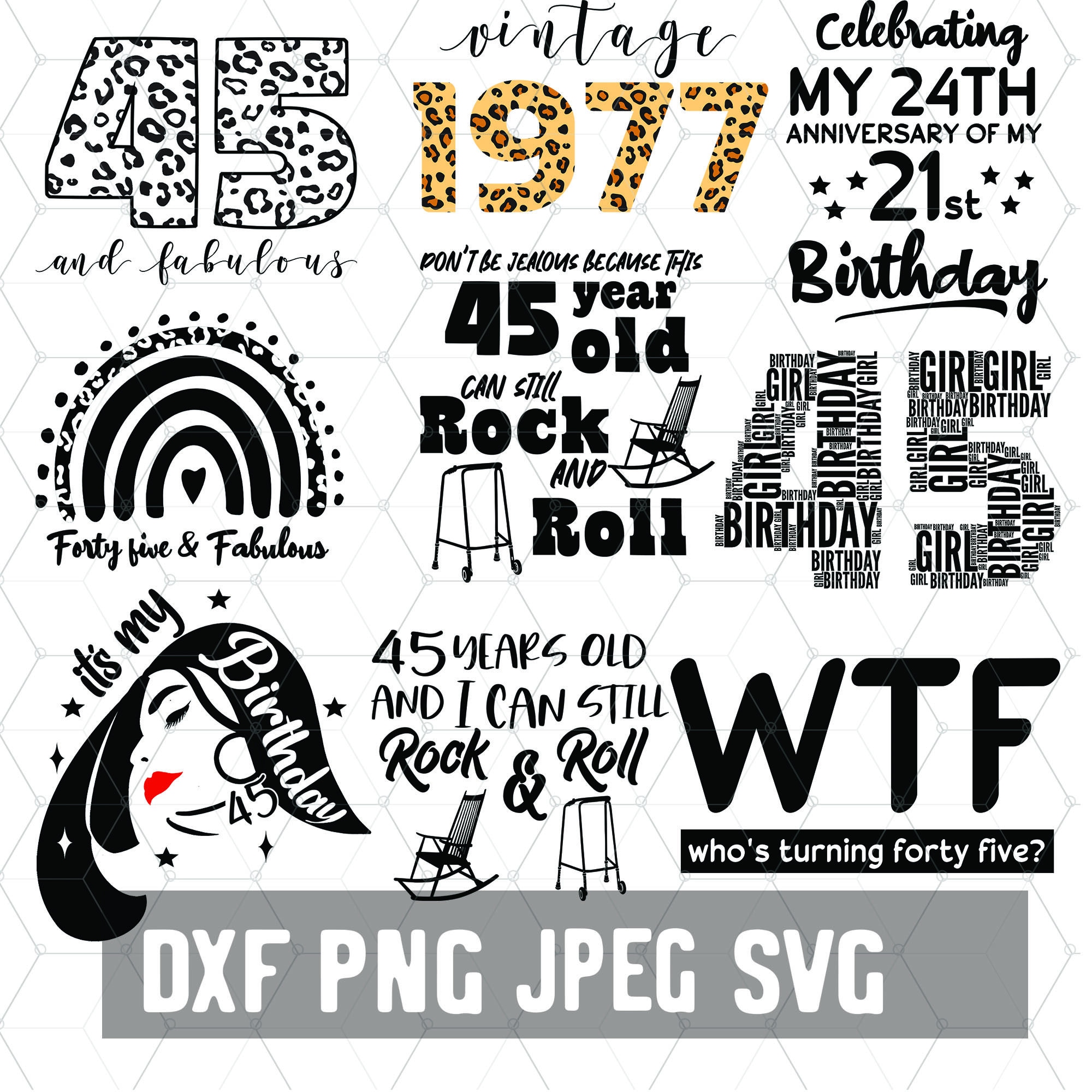 45th Birthday - Funny 45 Years Svg - Birthday 45 Year PNG - Digital ...