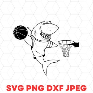 Digital Cute Shark Dunking a Basketball Design SVG JPEG - Etsy