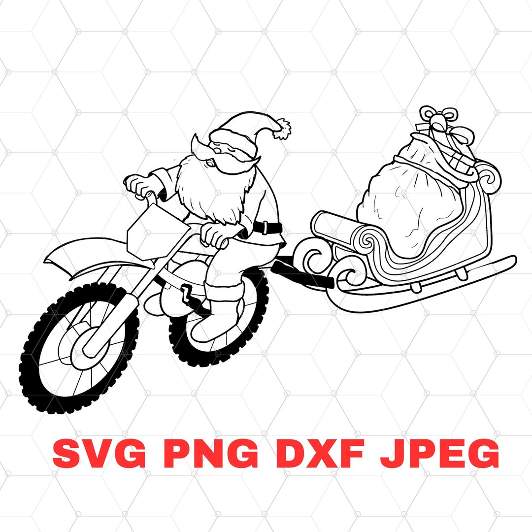 Santa Claus Motocross Biker Svg File- Christmas Png - Digital Download ...