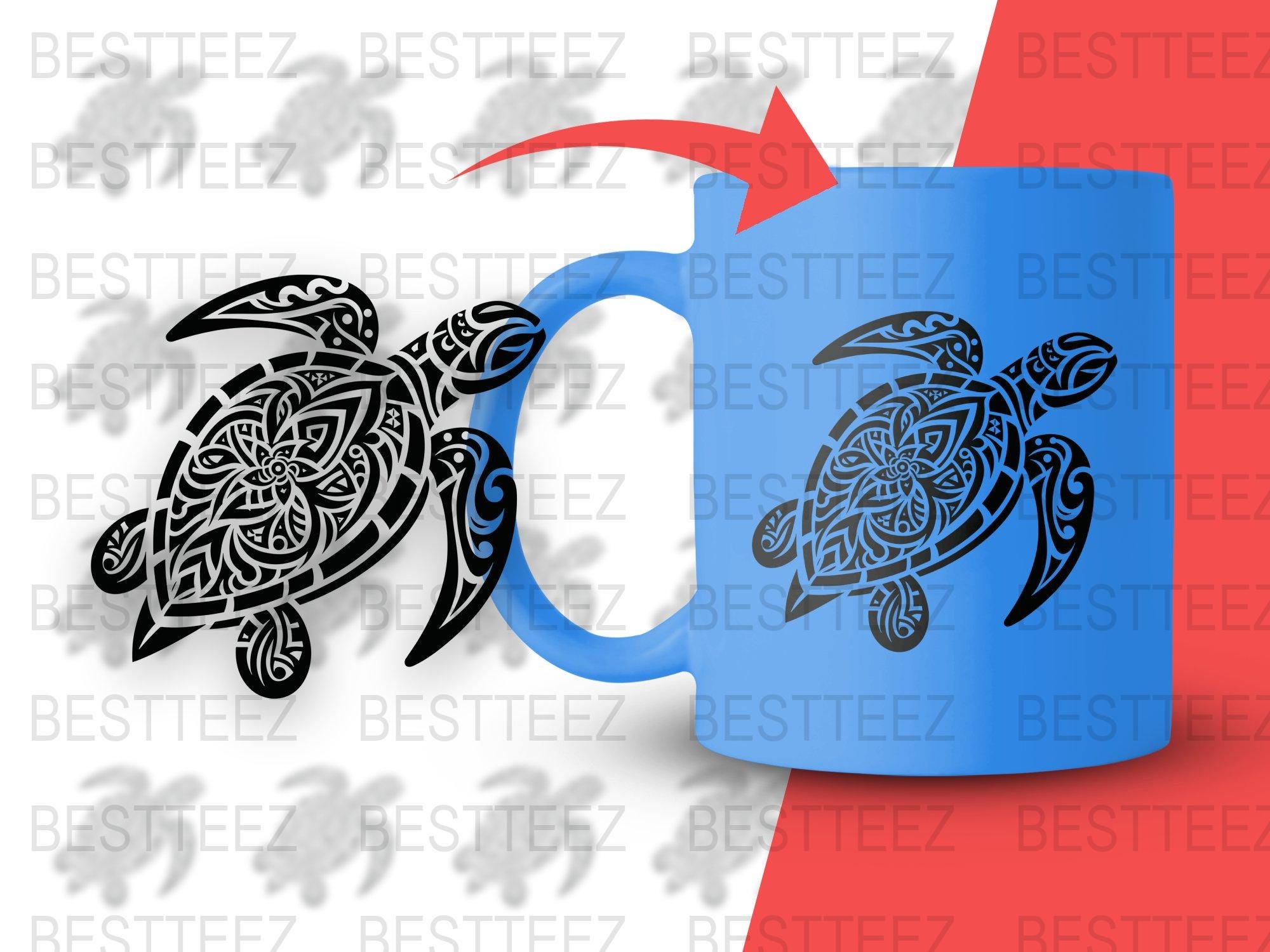 Tribal Sea Turtle SVG, Ocean Animal Mandala Design, Sea Turtle Digital ...