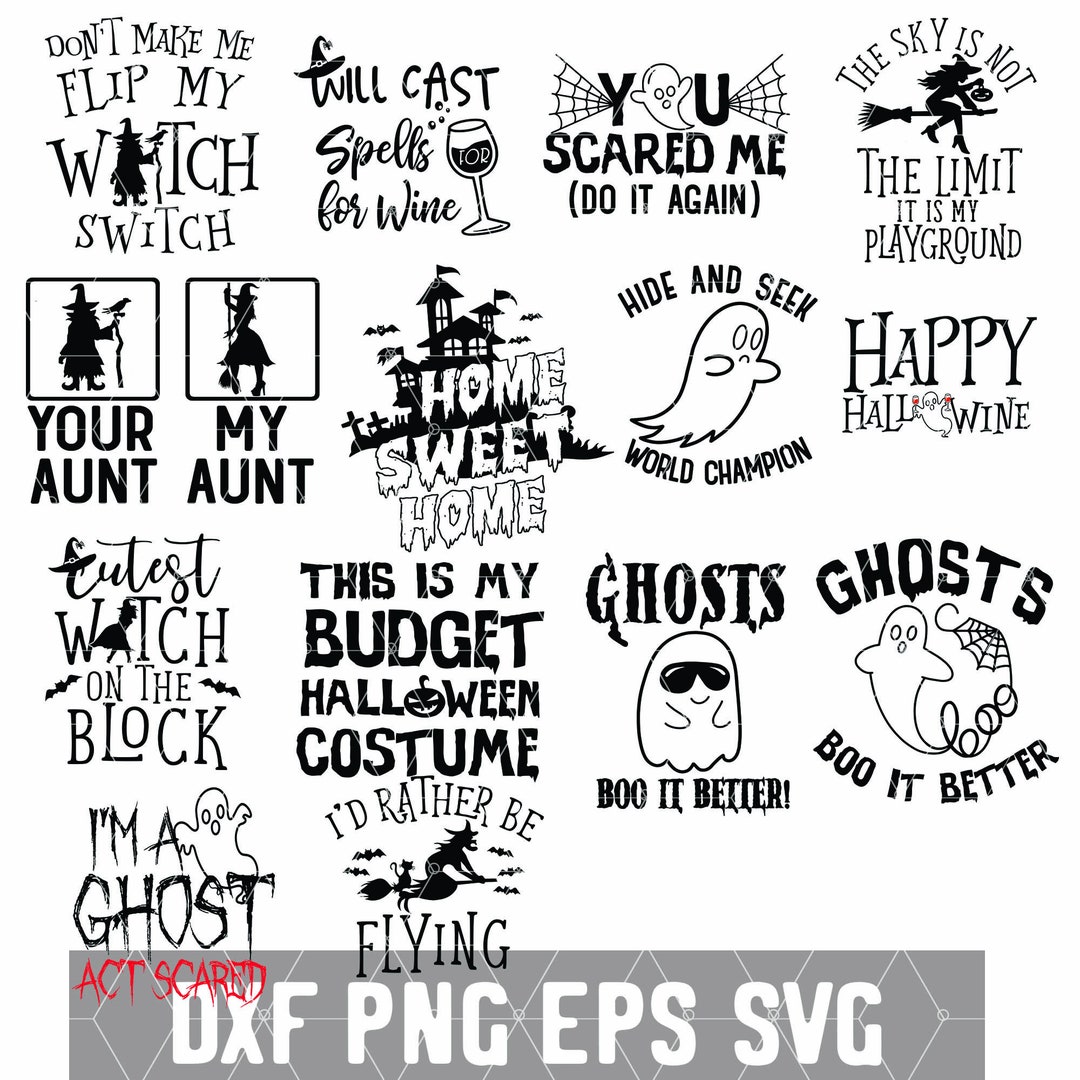 Halloween Bundle SVG - Cute Halloween Clipart - Ghosts Dxf - Digital ...