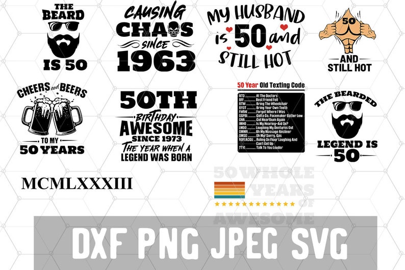 50th Birthday Designs 50 Years Svg Fifty PNG Digital - Etsy