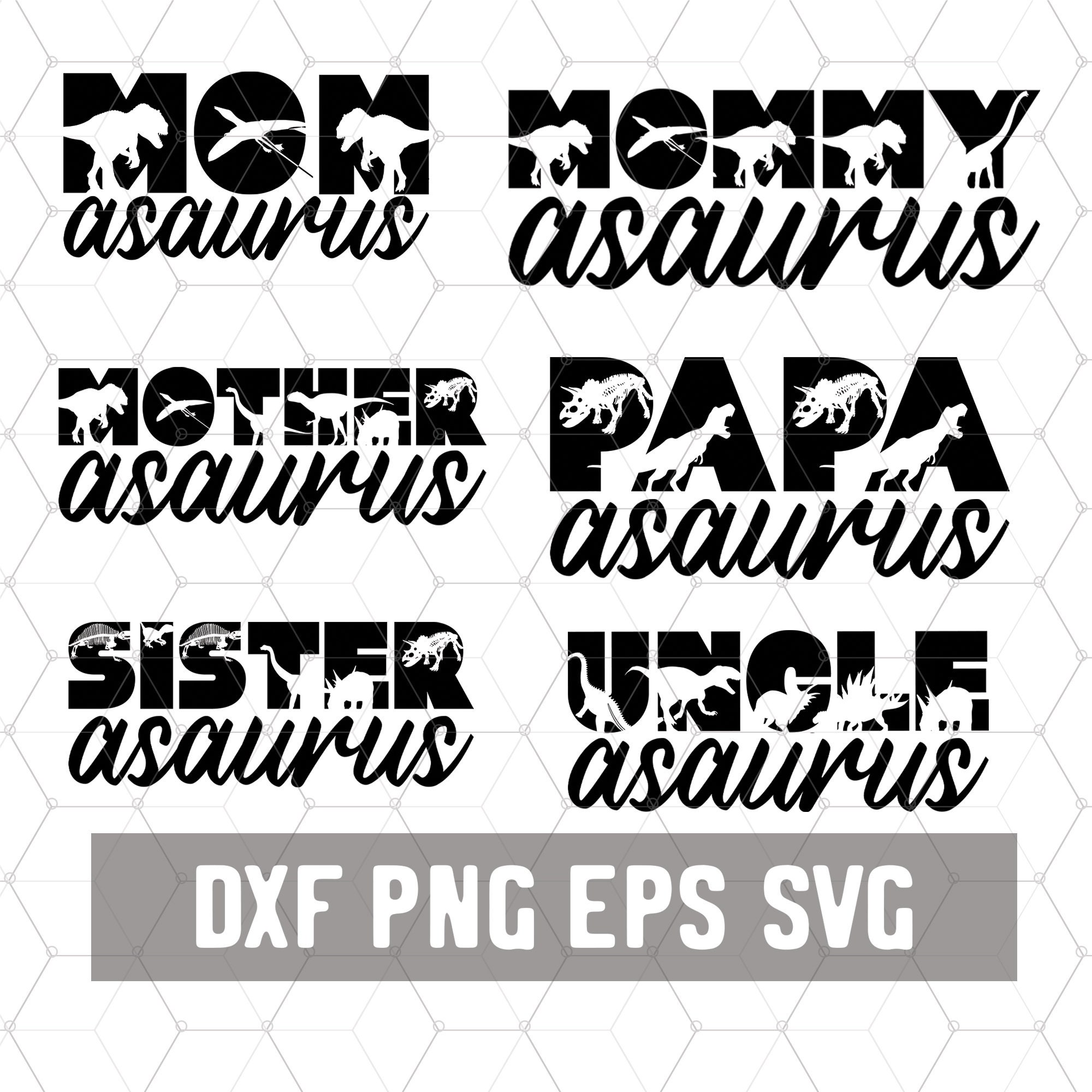 Dad Asaurus Mom Asaurus Dinosaur Svg Dinosaur Bundle Dxf | Etsy