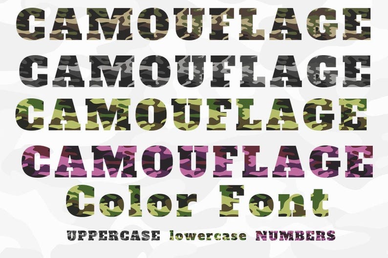 Camouflage Color Font Bundle | OTF Files in Dark Green, Light Green ...