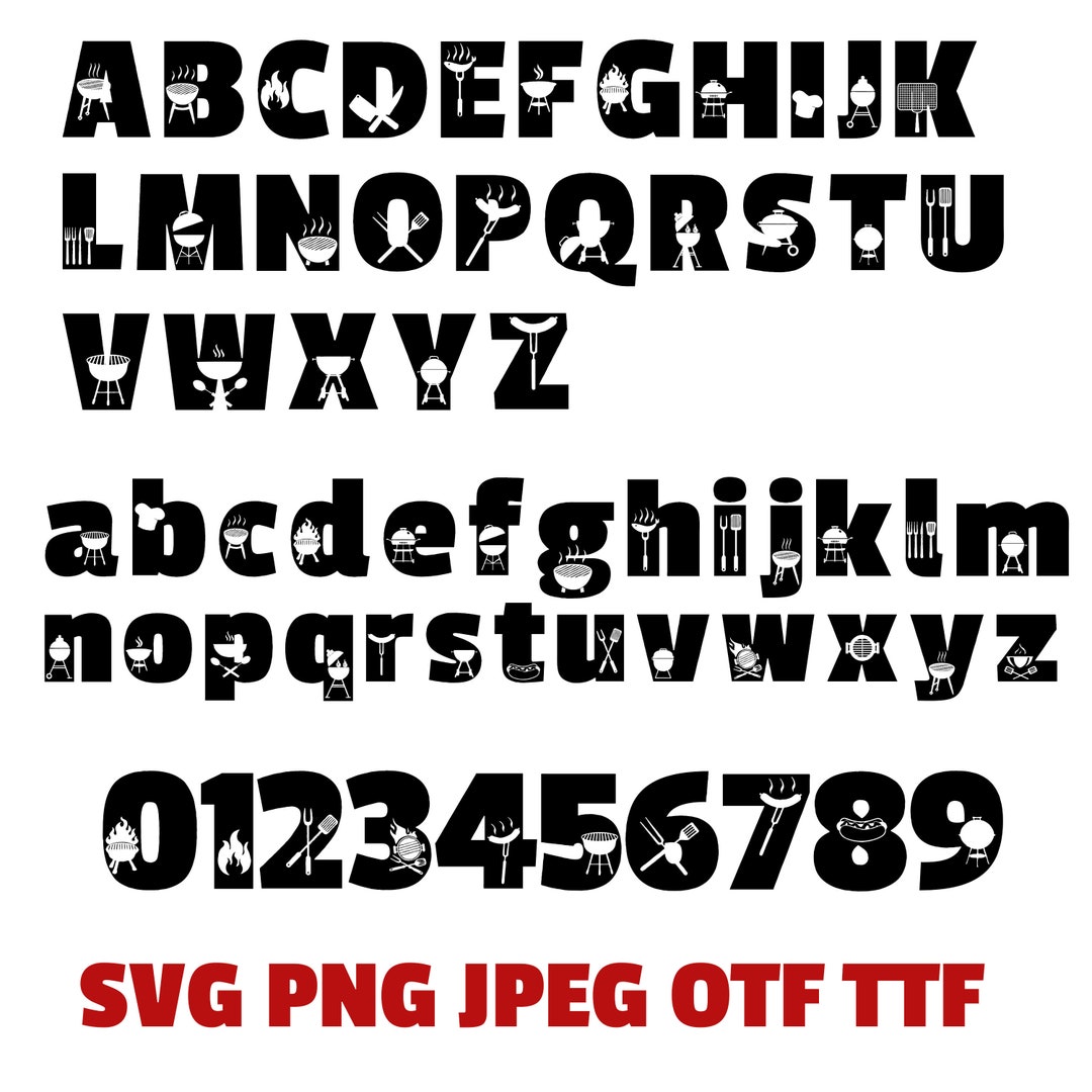 BBQ Fonts - Digital Barbecue Font Set - Otf, Ttf, Svg, Jpeg, Png ...