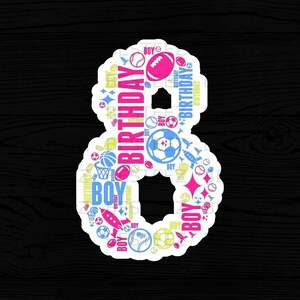 Birthday Boy 8 Years Svg File 8th Birthday Png Digital Download Cut ...