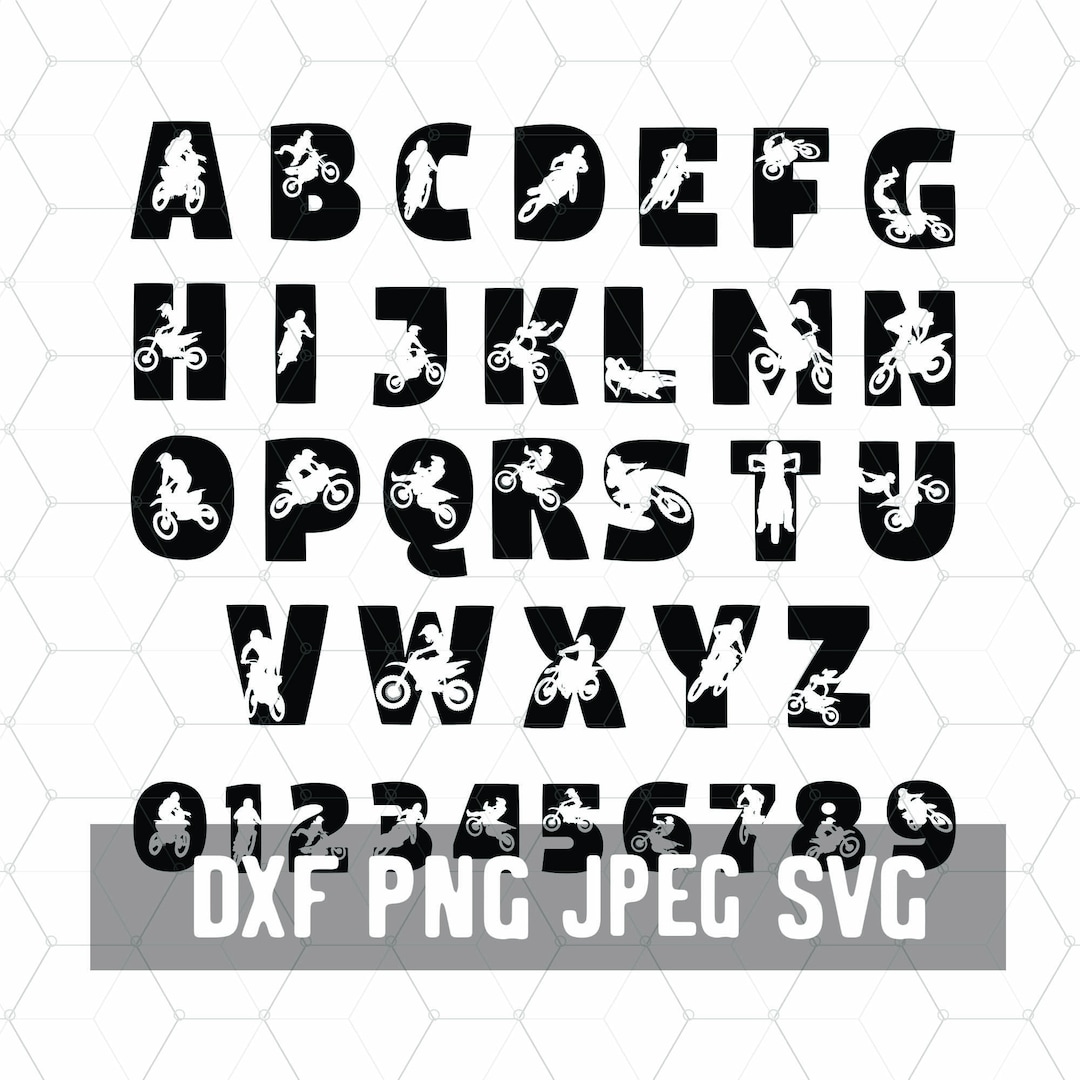 Motorcross Fonts Svg - Biker Alphabet Fonts Cricut - Digital Download ...