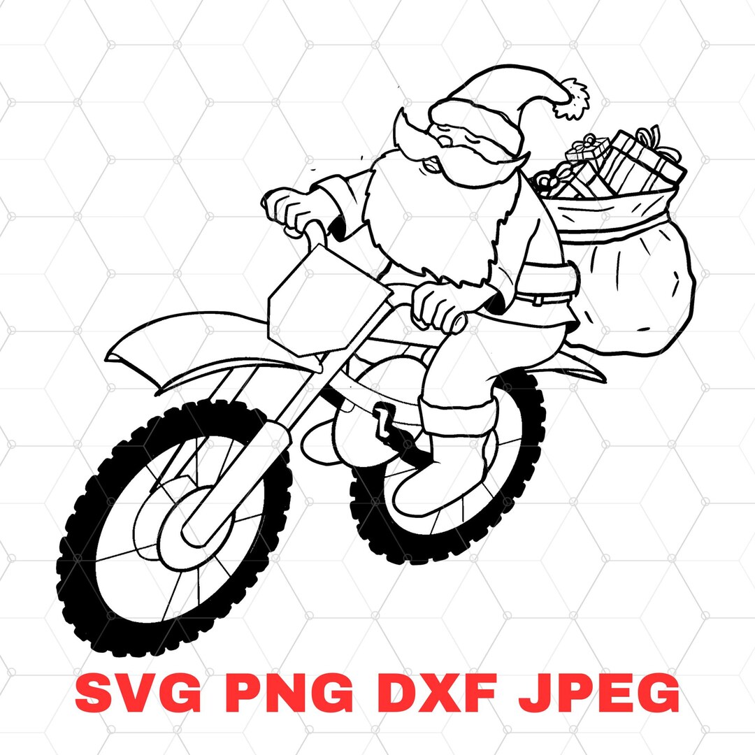 Santa Claus Motocross Biker Svg File- Christmas Png - Digital Download ...