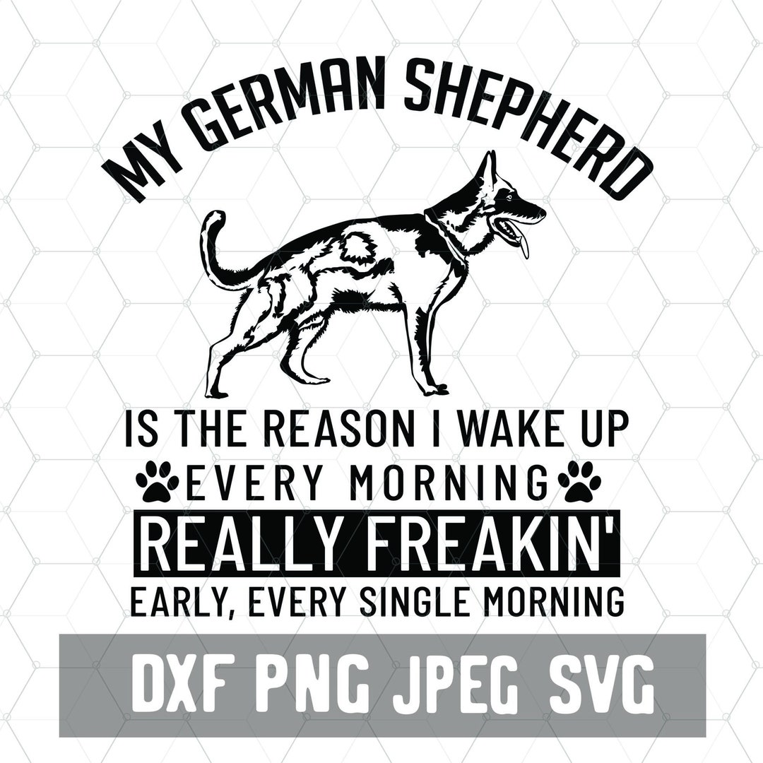 Deutscher Schäferhund Wach früh auf SVG - GSD Hund zwarte SVG ...
