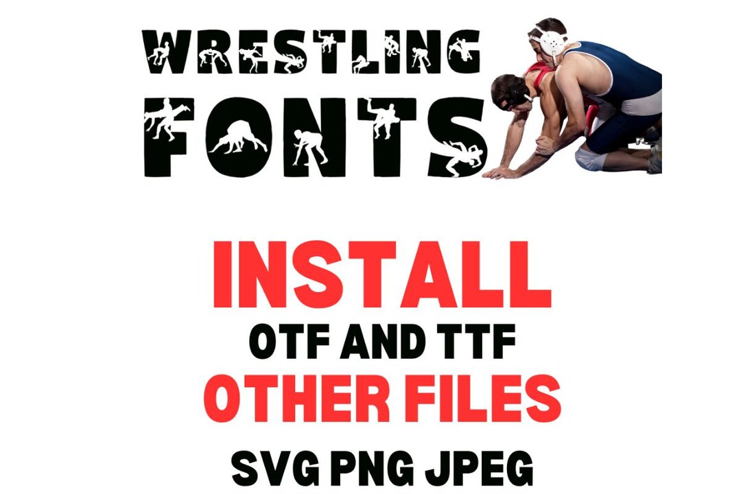 College Wrestling Fonts - Digital Design Bundle - Uppercase Letters and ...