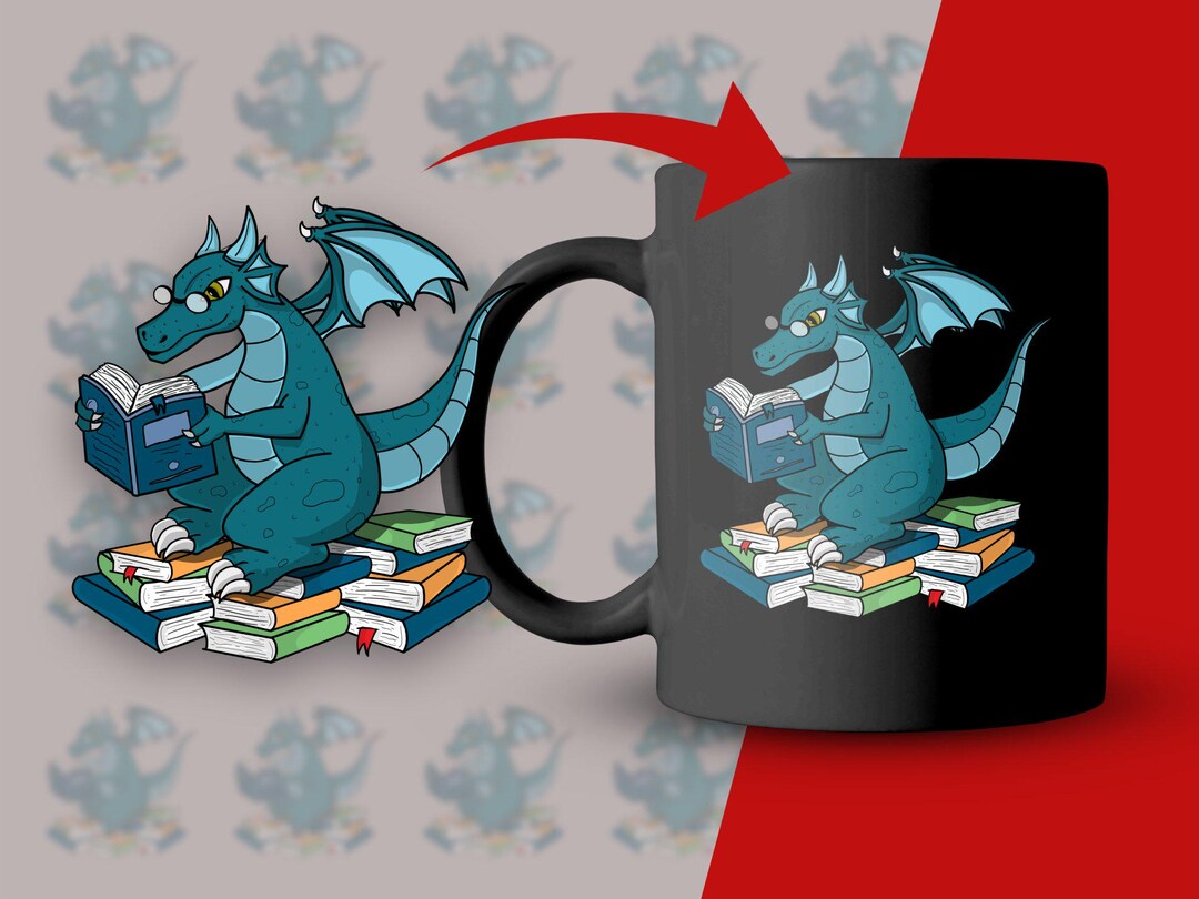 Cute Dragon Reading Books Clipart, Digital Download PNG, Adorable ...