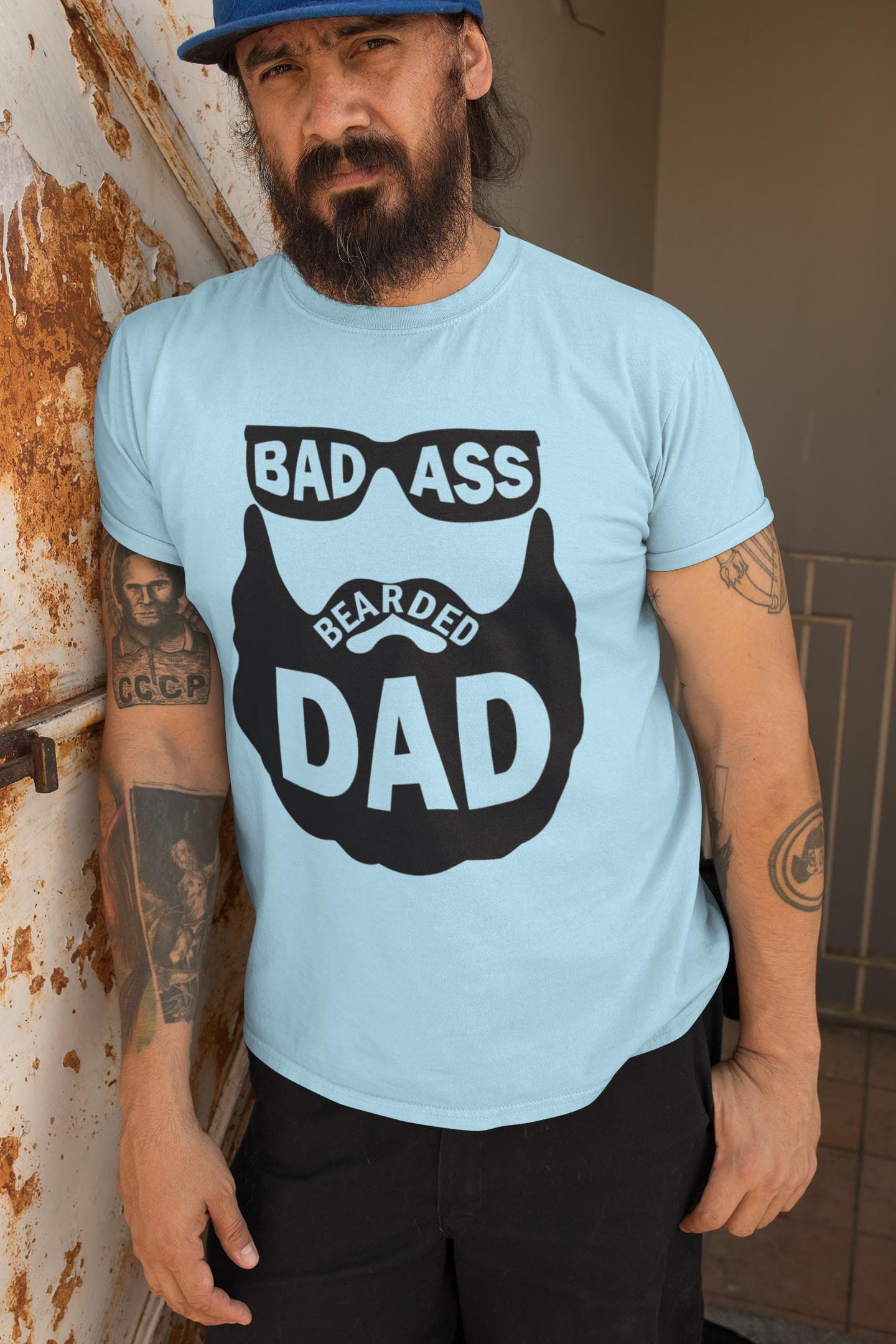 Bad Ass Bearded Dad SVG- Beard Gifts Men Download - Fathers Day Vector ...