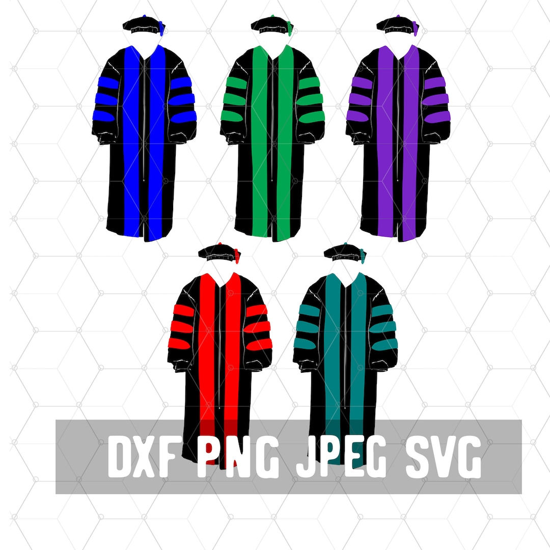 Graduate Gown SVG - Doctoral Tam - College Gowns in Blue, Green, Teal ...