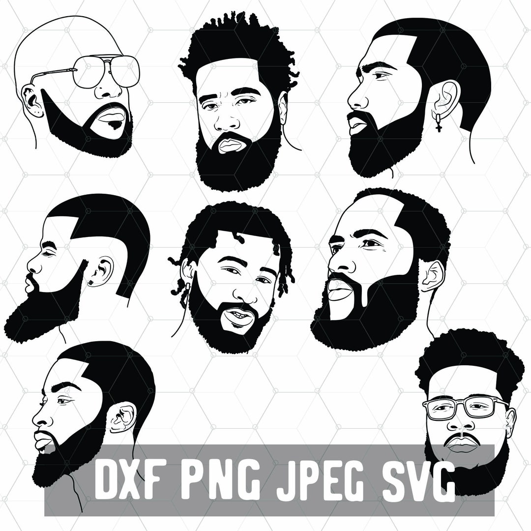 Bearded Bald Black Man SVG Download - Black Men Png - Afro King Father ...