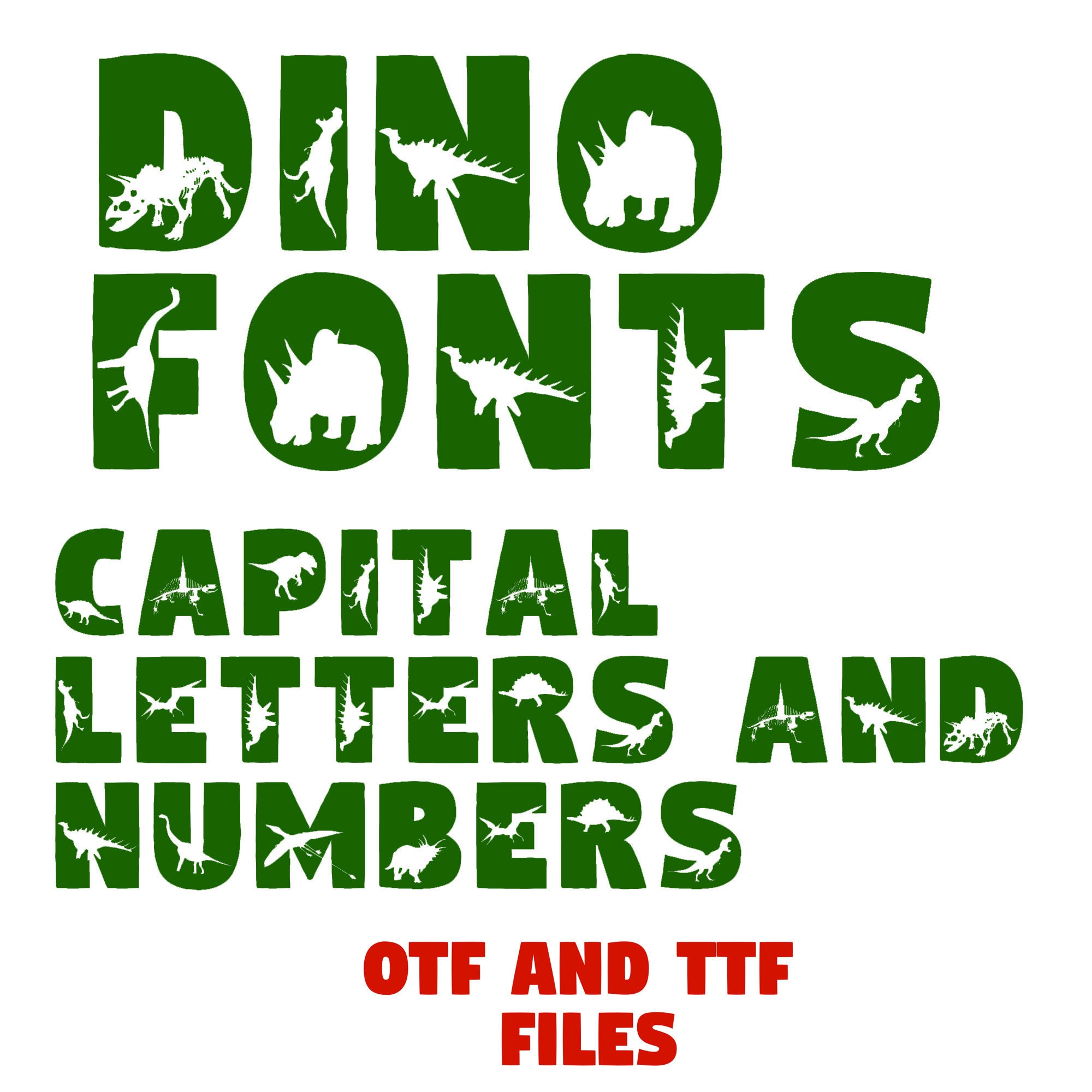 Dino Fonts OTF and TTF Dinosaur Fonts Numbers T-rex - Etsy