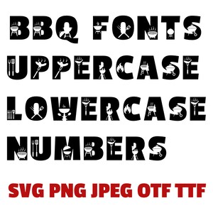 BBQ Fonts - Digital Barbecue Font Set - Otf, Ttf, Svg, Jpeg, Png ...