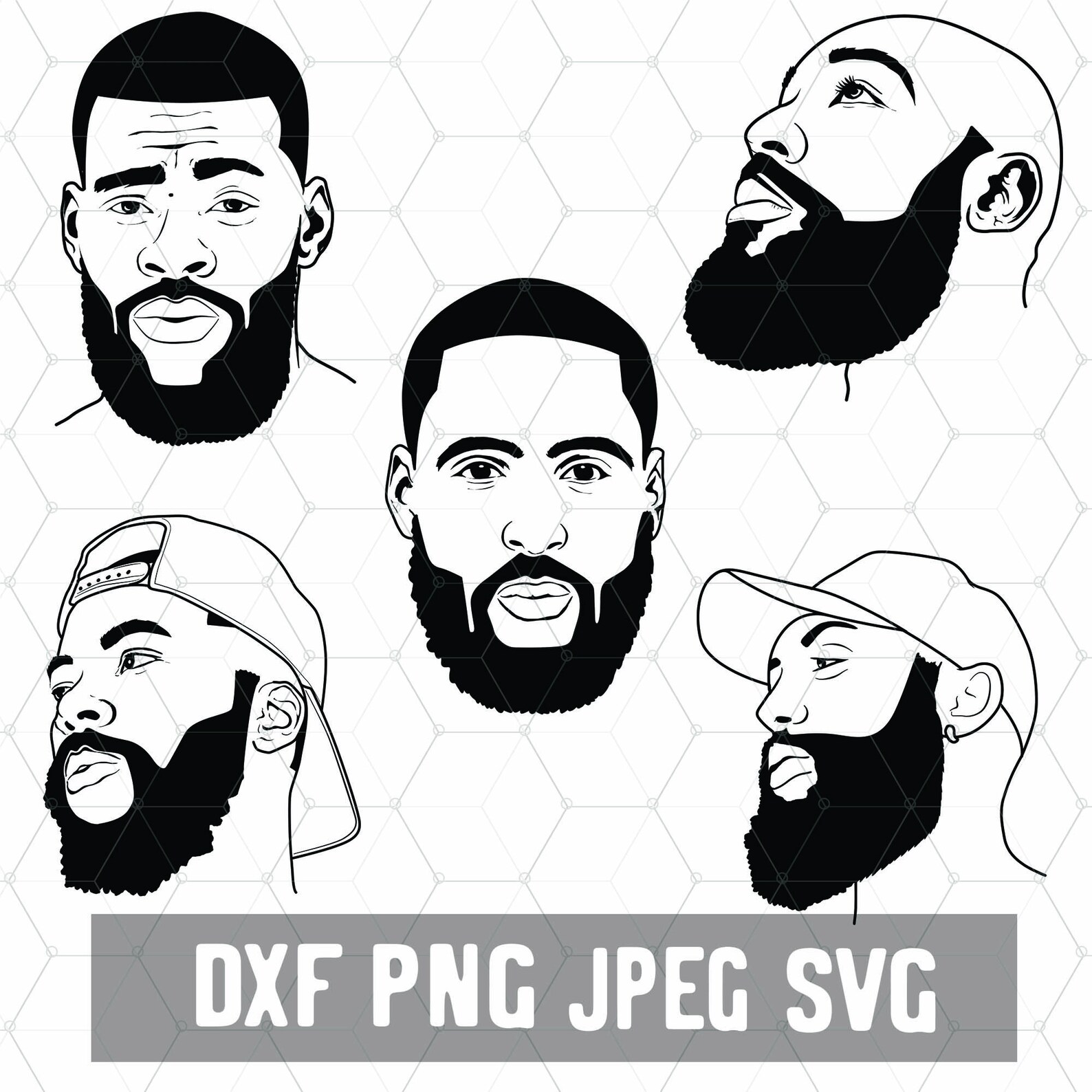 Bearded Bald Black Man SVG Download - Black Men Png - Afro King Father ...