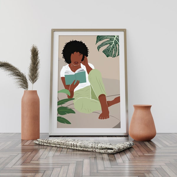 Black Woman Reading Poster - Etsy