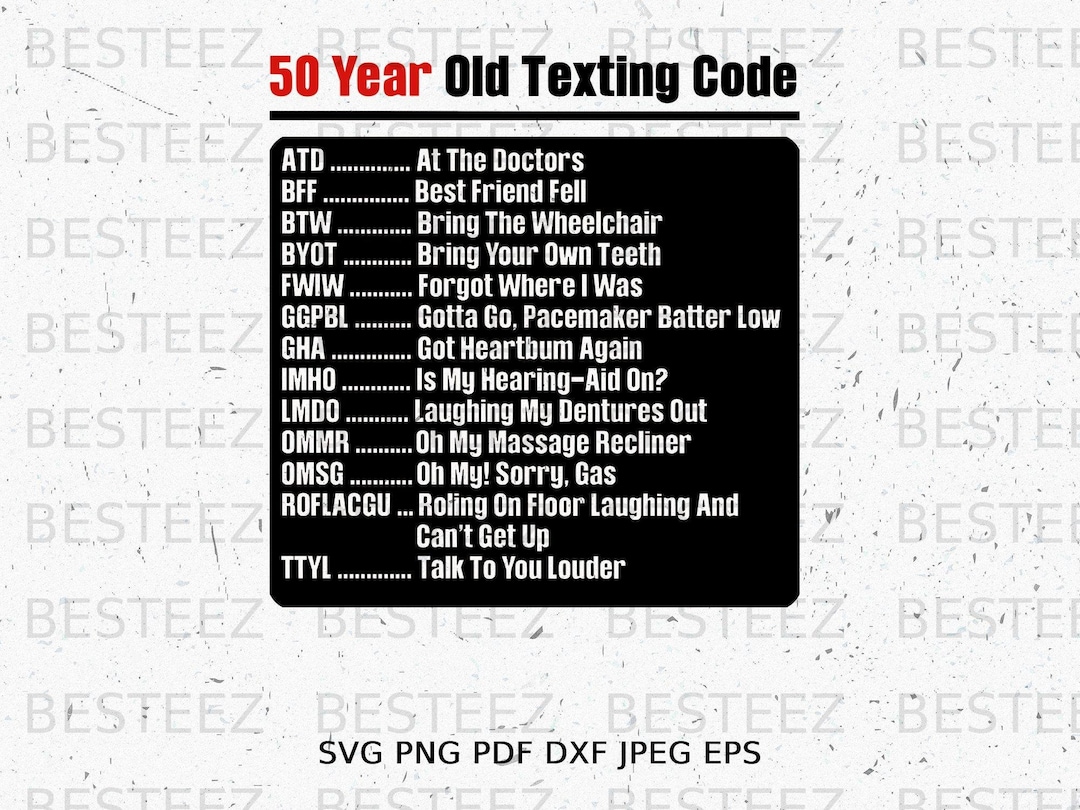 50 Year Old Texting Code Svg File- Funny 50th Birthday Png - Digital ...