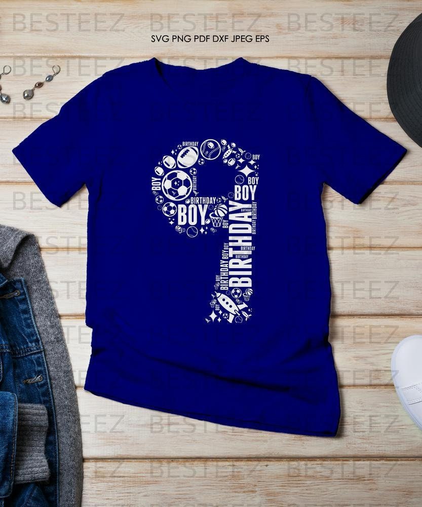 Birthday BOY 9 Years Svg File 9th Party Png Digital - Etsy UK