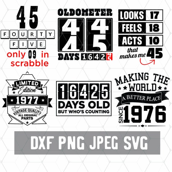 45th Birthday Funny 45 Years Svg Birthday 45 Year PNG - Etsy