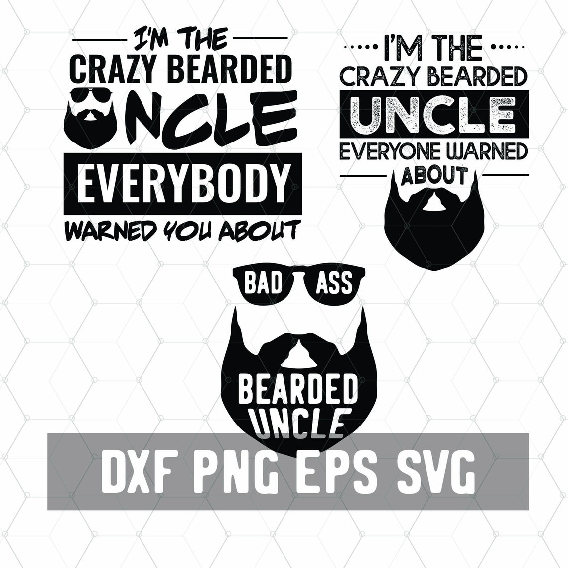 Crazy Bearded Uncle SVG Funny Uncle Gift Bearded Man - Etsy