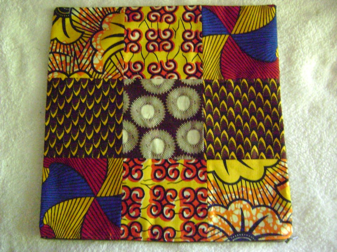 African Print Fabric Patchwork Pillow Cover - Yellows and Browns - Etsy