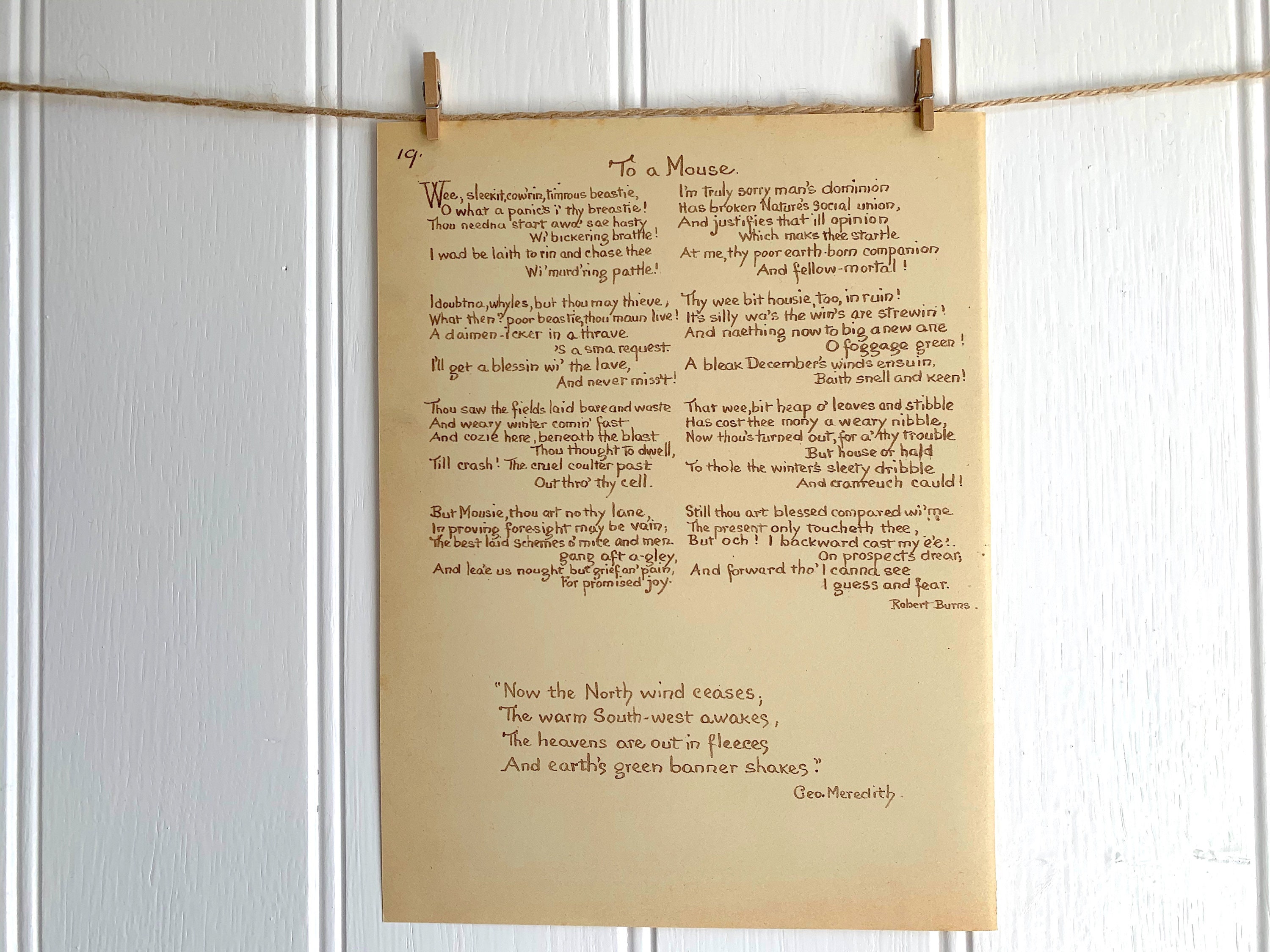 To a Mouse Poem by Robert Burns. Book Page with Edith Holden | Etsy