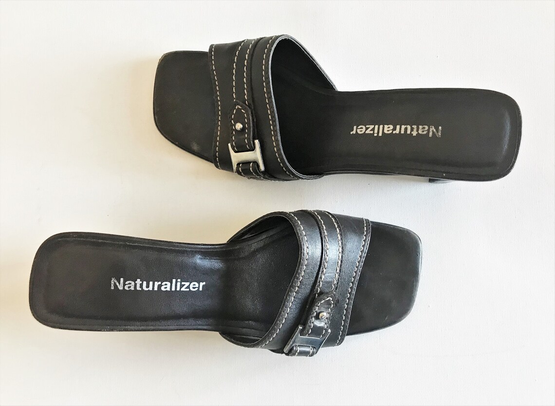 Naturalizer Womens Sandals, Vintage Dark Brown Slides, Size 6M 3 Inch ...