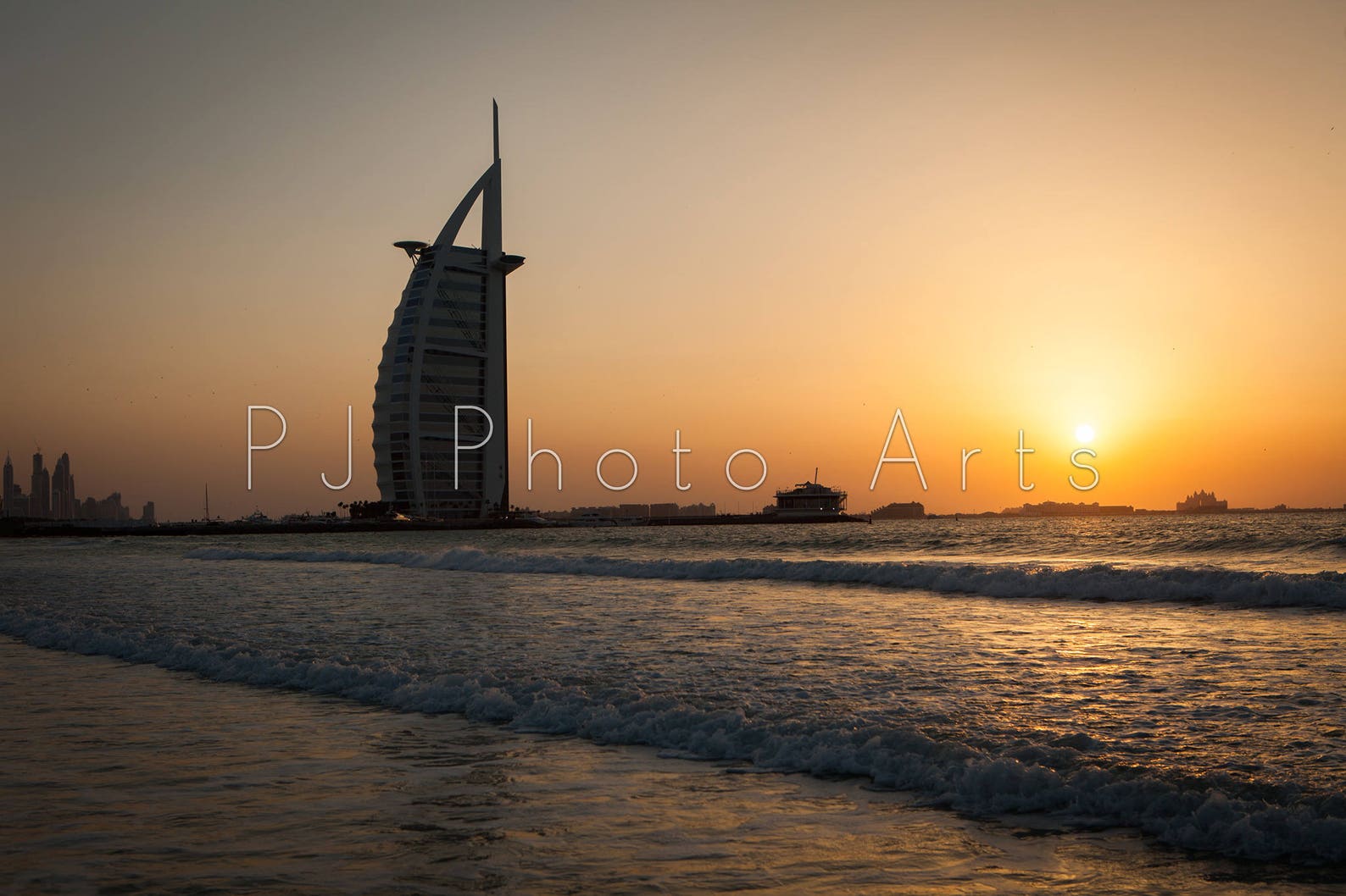 Sunset in Dubai Photo Print, Burj Al Arab Hotel, Beach Sunset, Sea ...