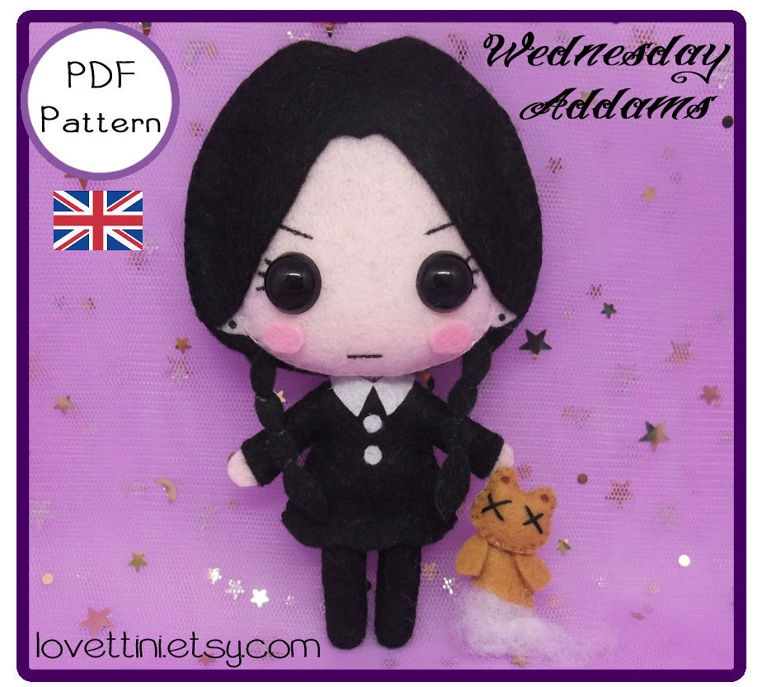 PDF Pattern Diy Wednesday Addams Plush/doll Felt Tutorial Handmade ...