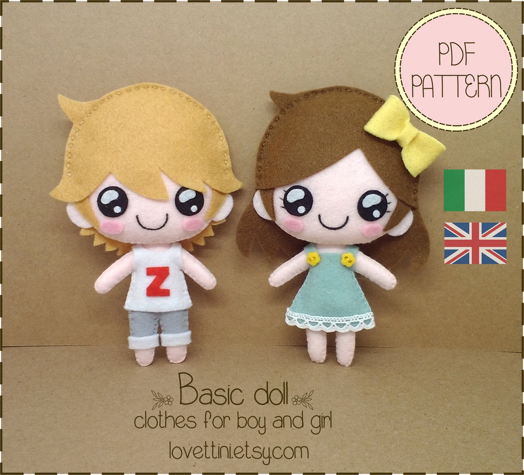 PDF Pattern Tutorial Diy - Clothes for Basic Plush/doll Boy and Girl ...
