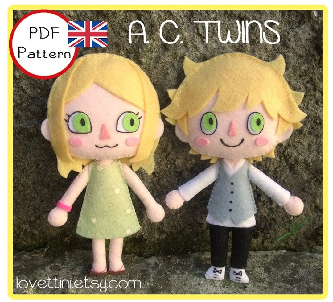 PDF Pattern Diy Animal Crossing Plush/doll Twins Felt Tutorial Handmade ...