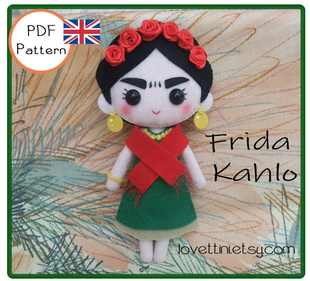 PDF Pattern Tutorial - Frida Kahlo - Plush/doll Felt Tutorial Handmade ...