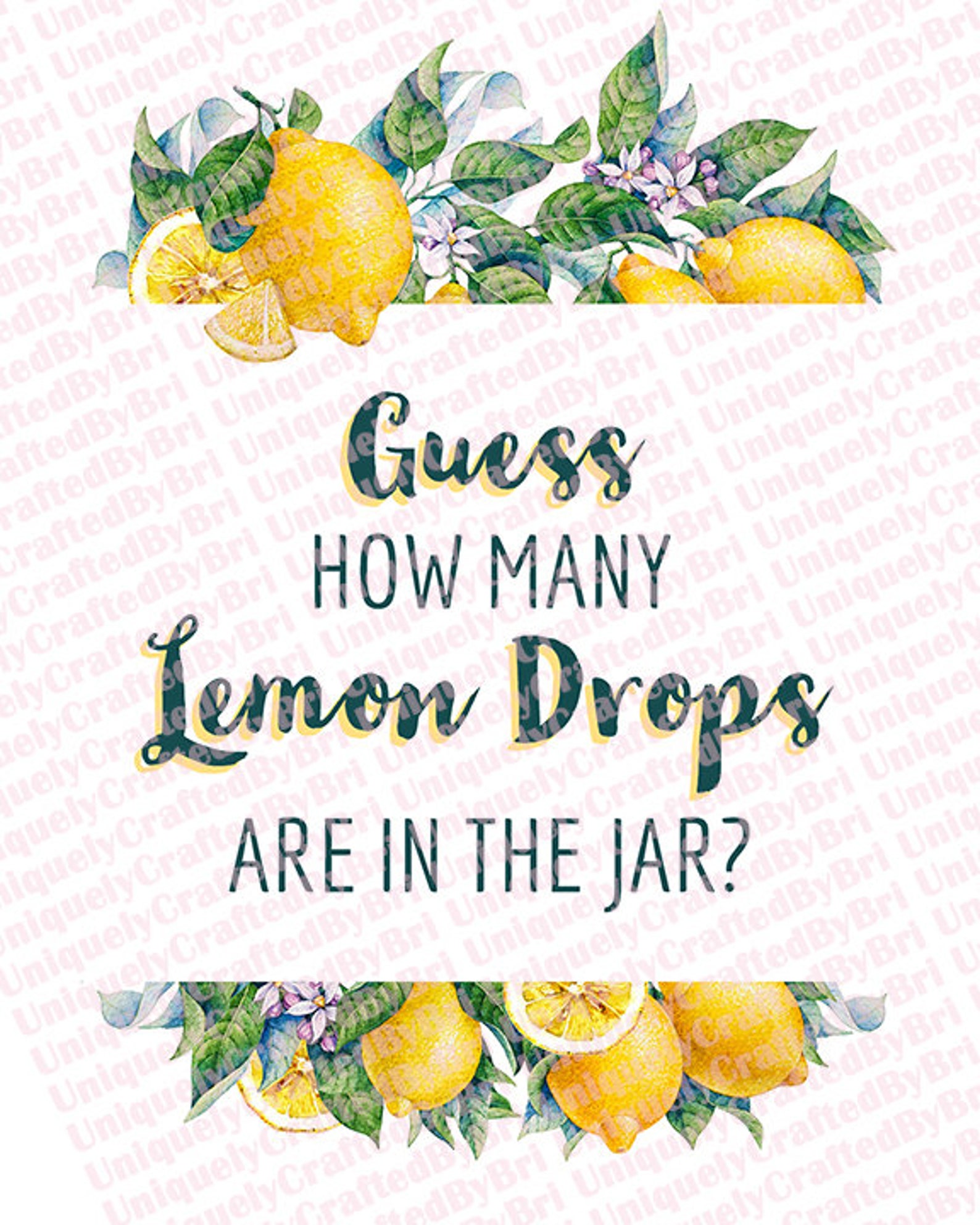 Guessing Game Sign - How Many Lemon Drops in the Jar - Lemon Theme ...