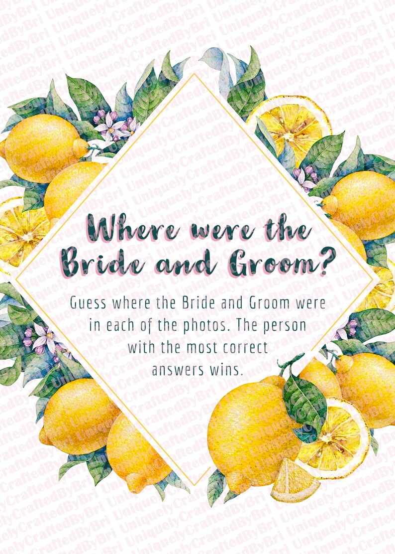 Guessing Game Sign Where Were the Bride and Groom Lemon - Etsy