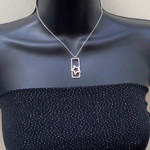 Star on Rectangle, Contemporary Design Pendant, Solid Sterling Silver ...