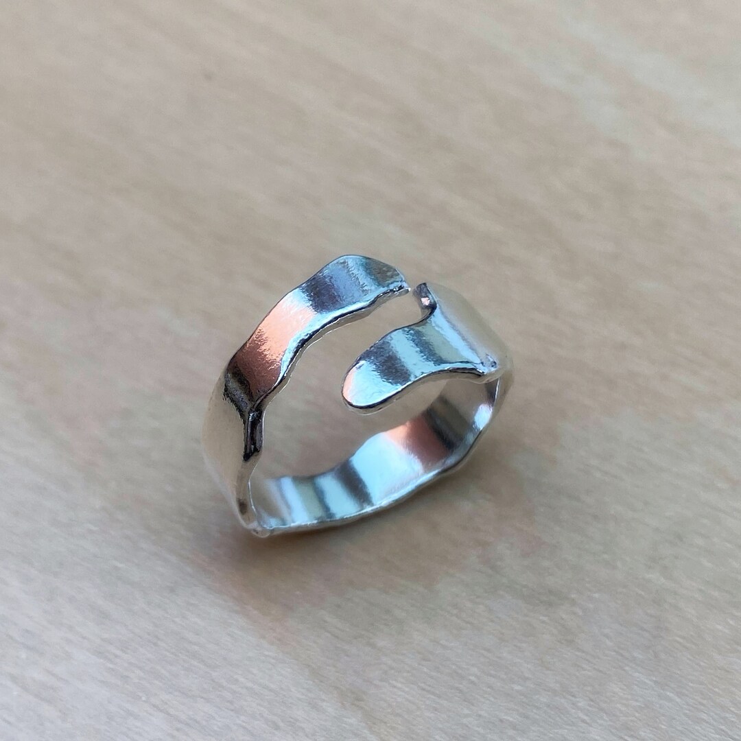 Unique, Rustic, Free Flow, Solid Sterling Silver Wrap-around Ring, Hand ...