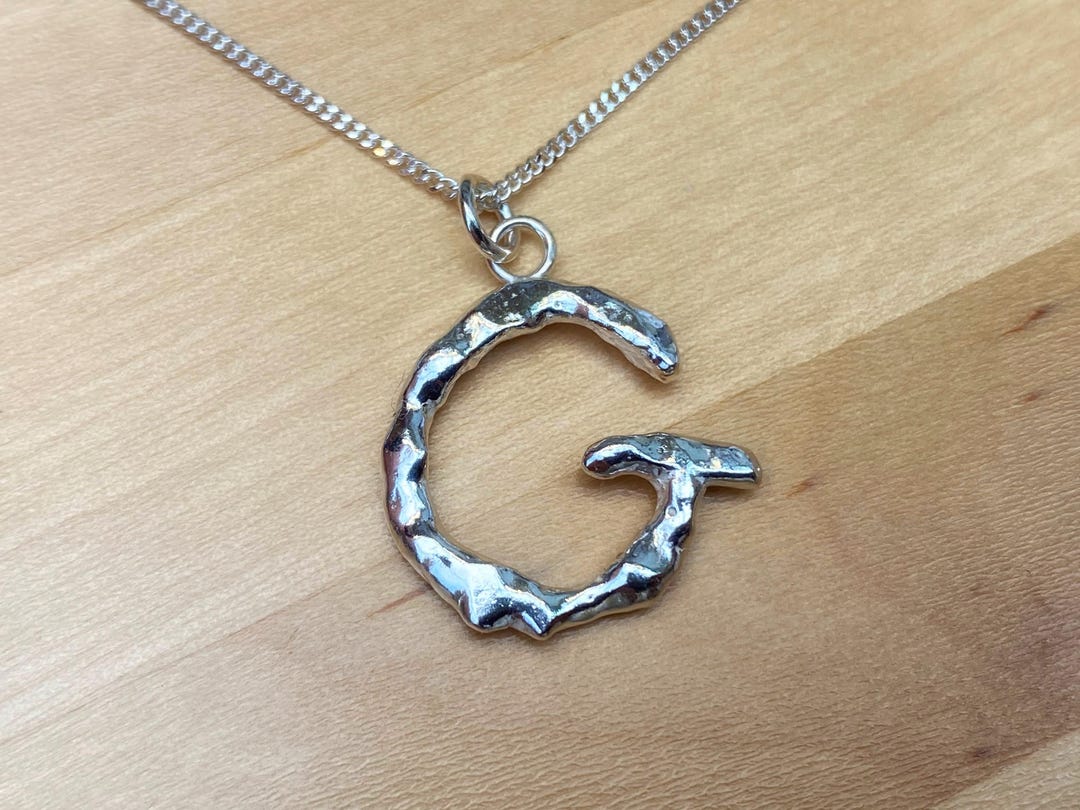 Rustic Sterling Silver Letter Pendant: Handmade Silver Initial Necklace ...