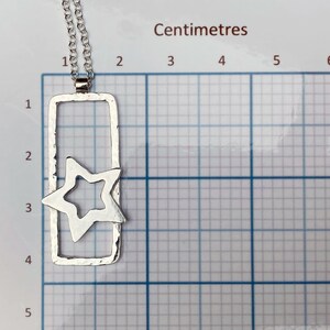 Star on Rectangle, Contemporary Design Pendant, Solid Sterling Silver ...
