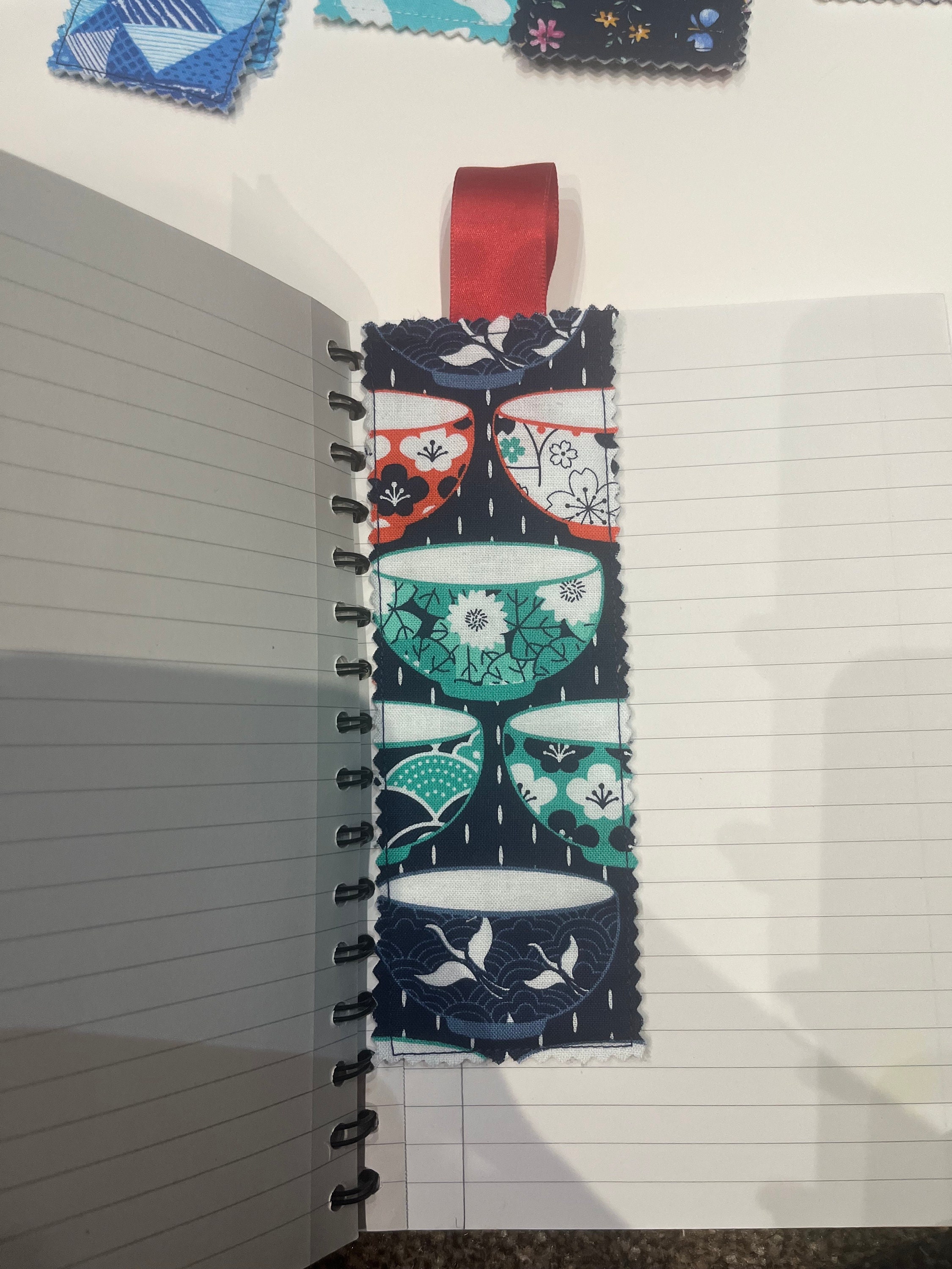 Handmade Fabric Bookmarks With Ribbon Scalloped Edge Booklovers Gift ...