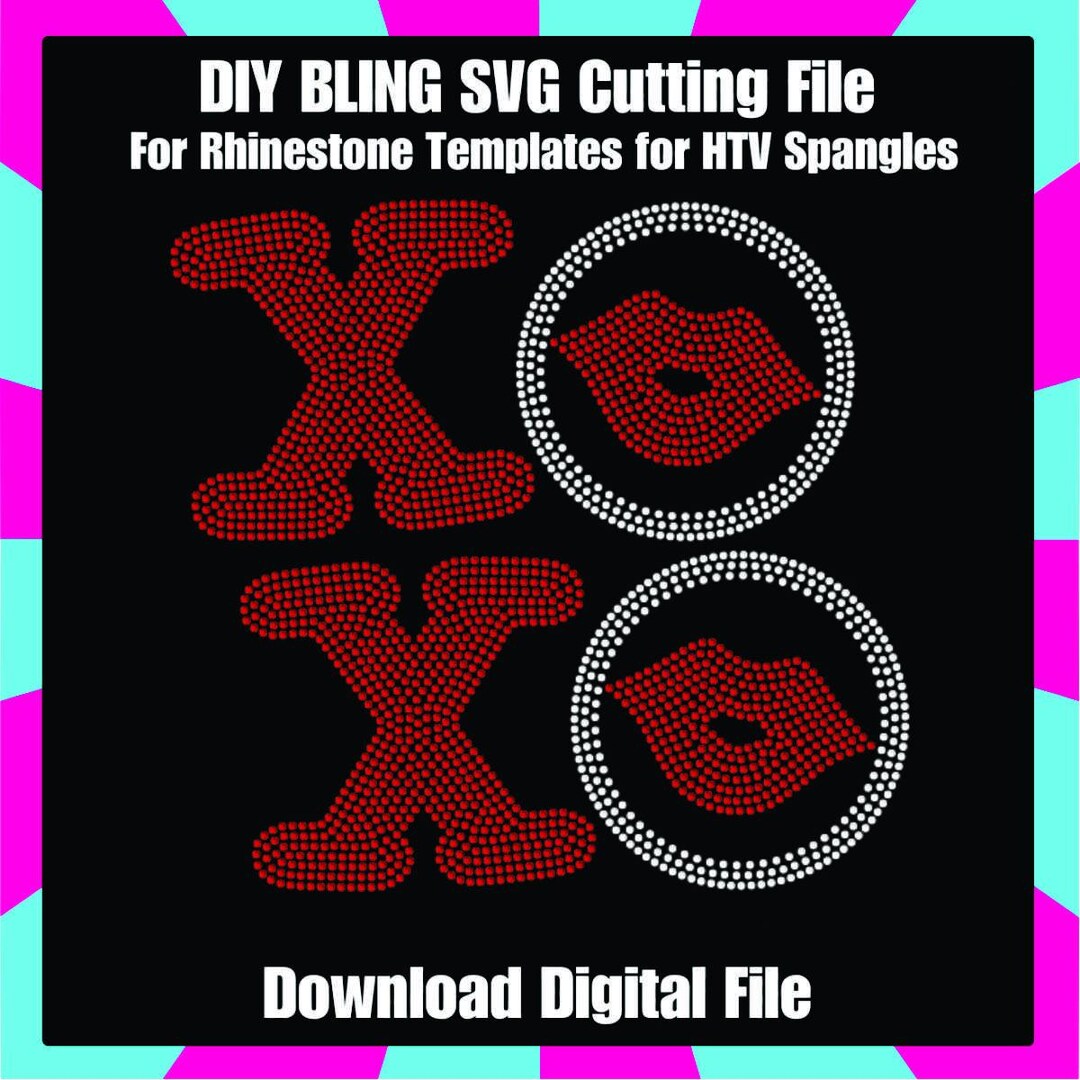 Xo Xo Valentine's Day BLING SVG Vector Download DIY Rhinestone ...