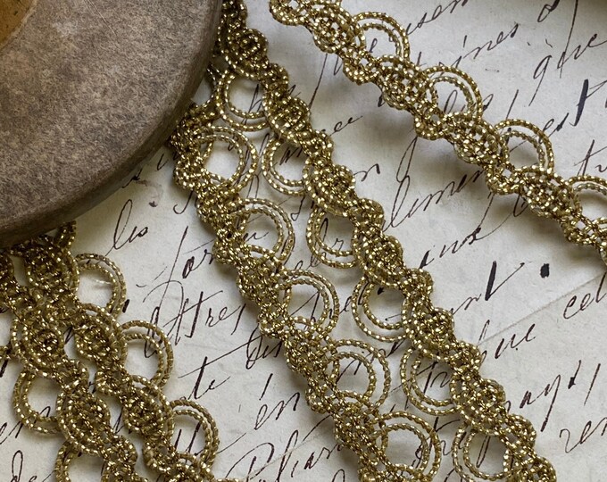 1/2" Vintage Metallic Gold Trim Passementerie Braid Gimp Doll Lampshade ...