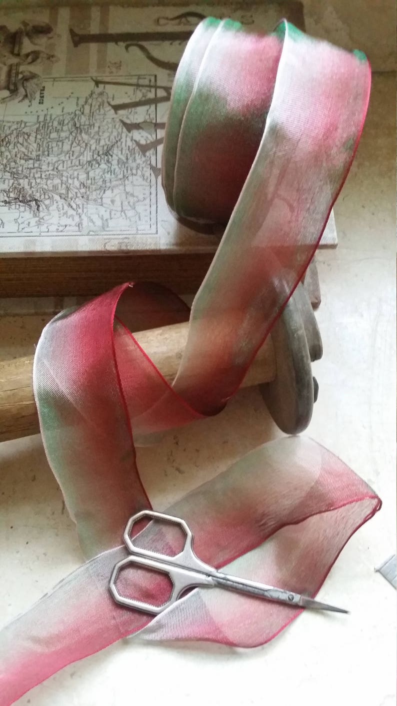 1.5 Vintage French Wired Ribbon Sheer Sparkle Red Wine - Etsy