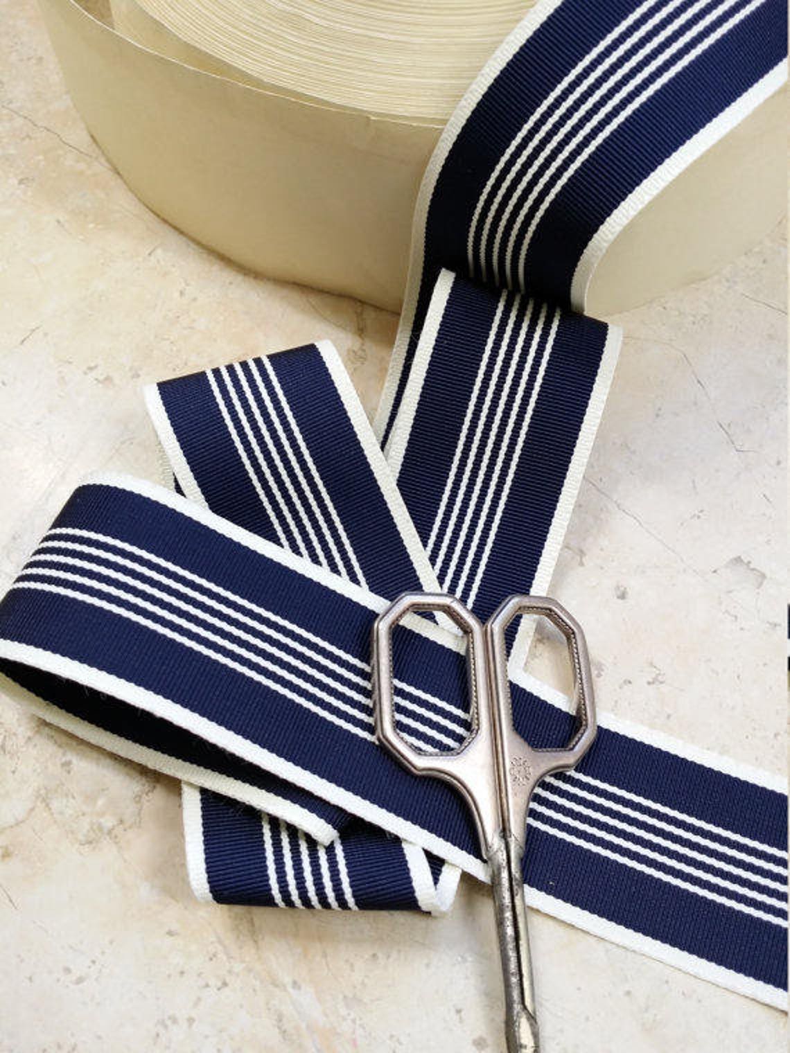 1.5 Vintage Stripe Millinery Ribbon Trim in Elegant Navy - Etsy