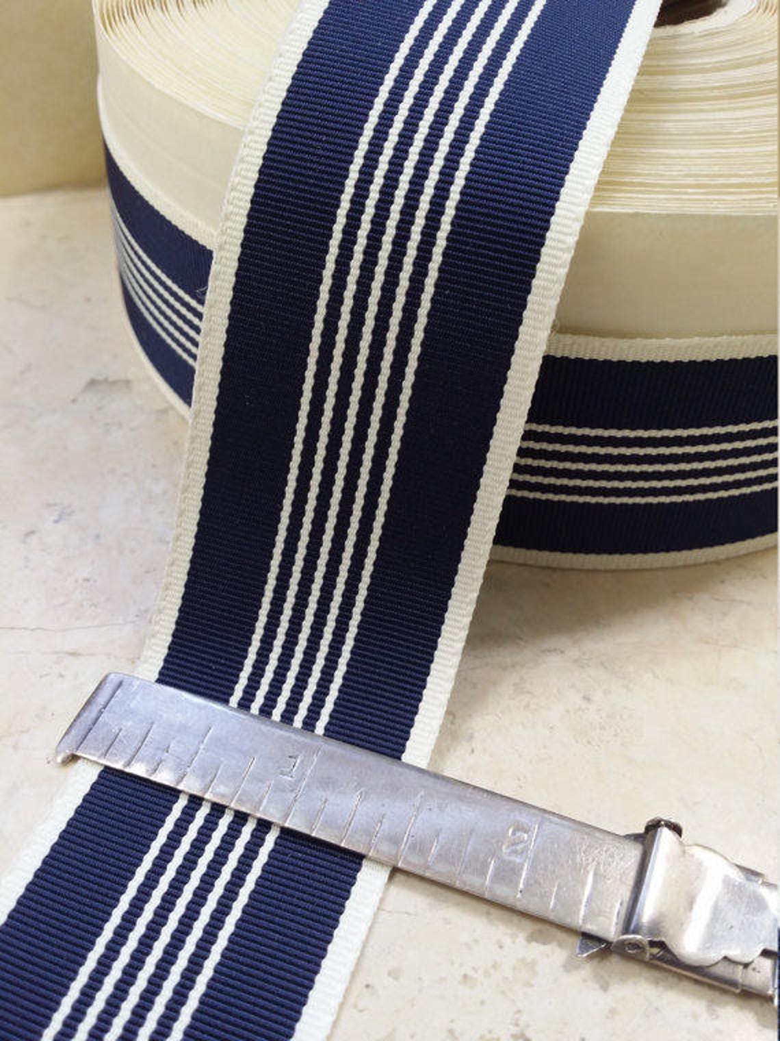 1.5 Vintage Stripe Millinery Ribbon Trim in Elegant Navy - Etsy
