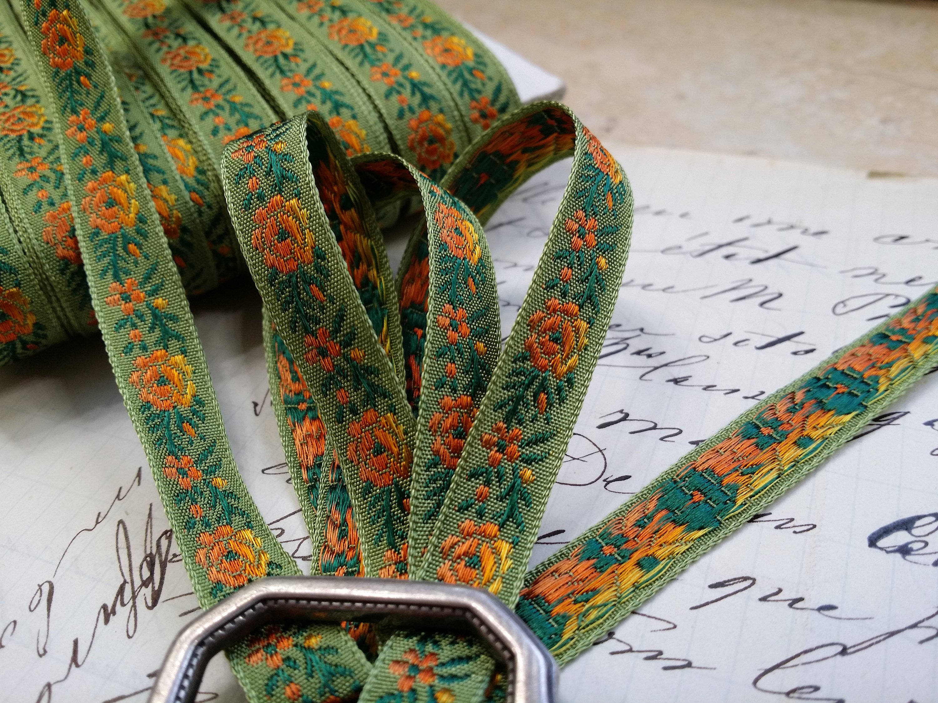 3/8 Vintage French Jacquard woven ribbon trim | Etsy